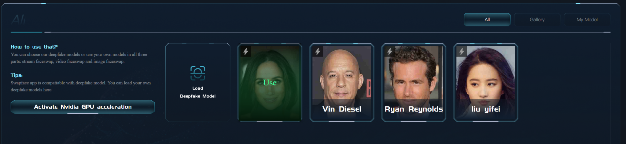 Settings in Swapface – Swapface